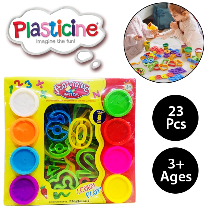 Plasticine Magical Numbers & Shapes Play Dough Set - 23 Clay Molds for ...