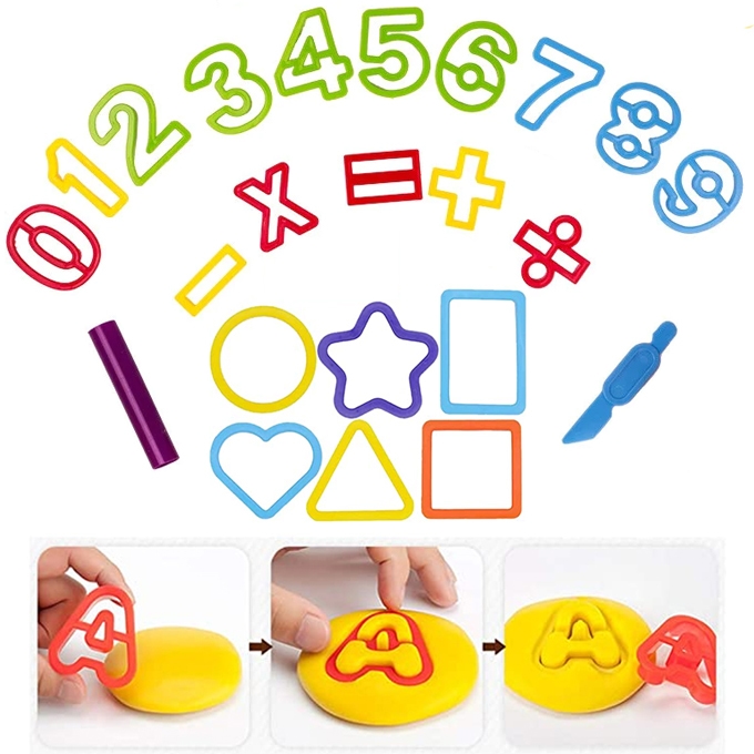 Plasticine Magical Numbers & Shapes Play Dough Set - 23 Clay Molds for ...